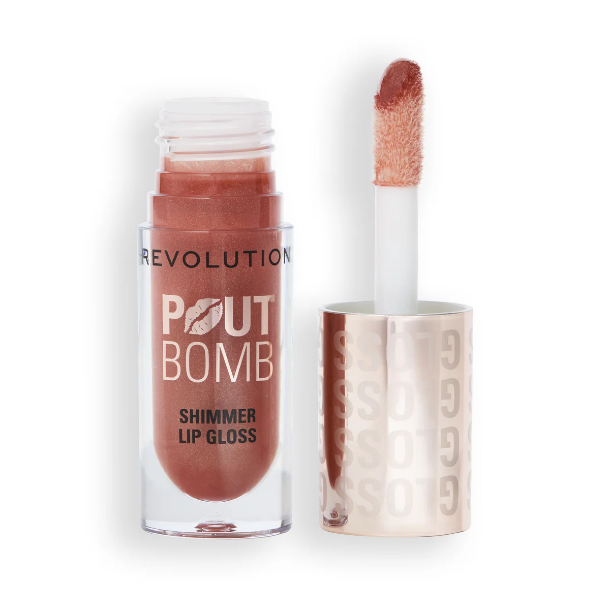 Revolution Pout Bomb Shimmer Gloss - Nude Glow – Allurify.pk
